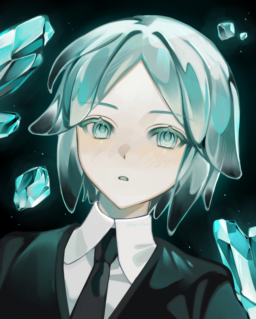 Safebooru - 1other absurdres ameyui komori black background black jacket black necktie collared ...