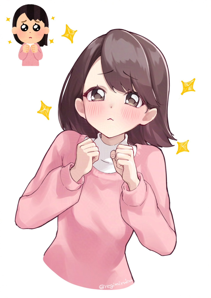Safebooru - 1girl brown eyes brown hair clenched hands highres ...