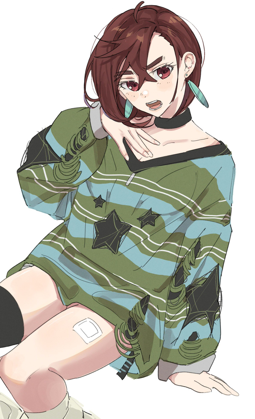 Safebooru - 1girl absurdres arm support ayase momo bandaid on thigh black choker black ...