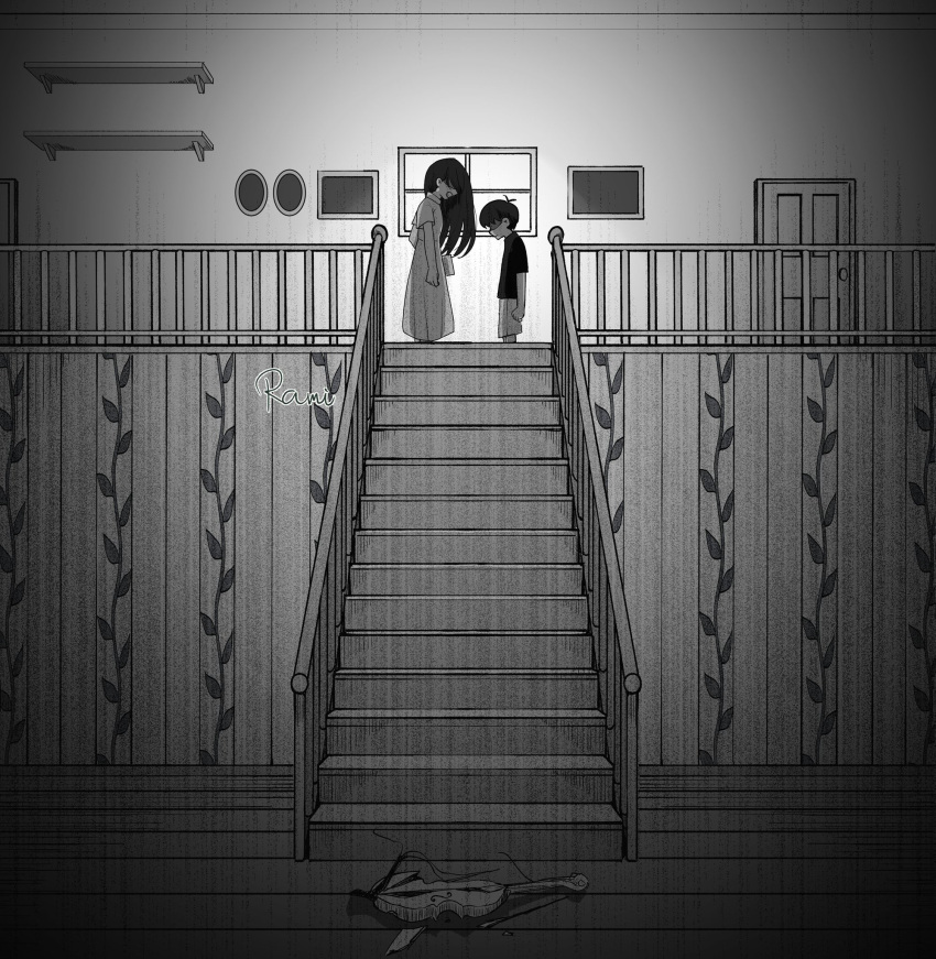 Safebooru - 1boy 1girl brother and sister closed mouth dress faceless faceless female faceless ...