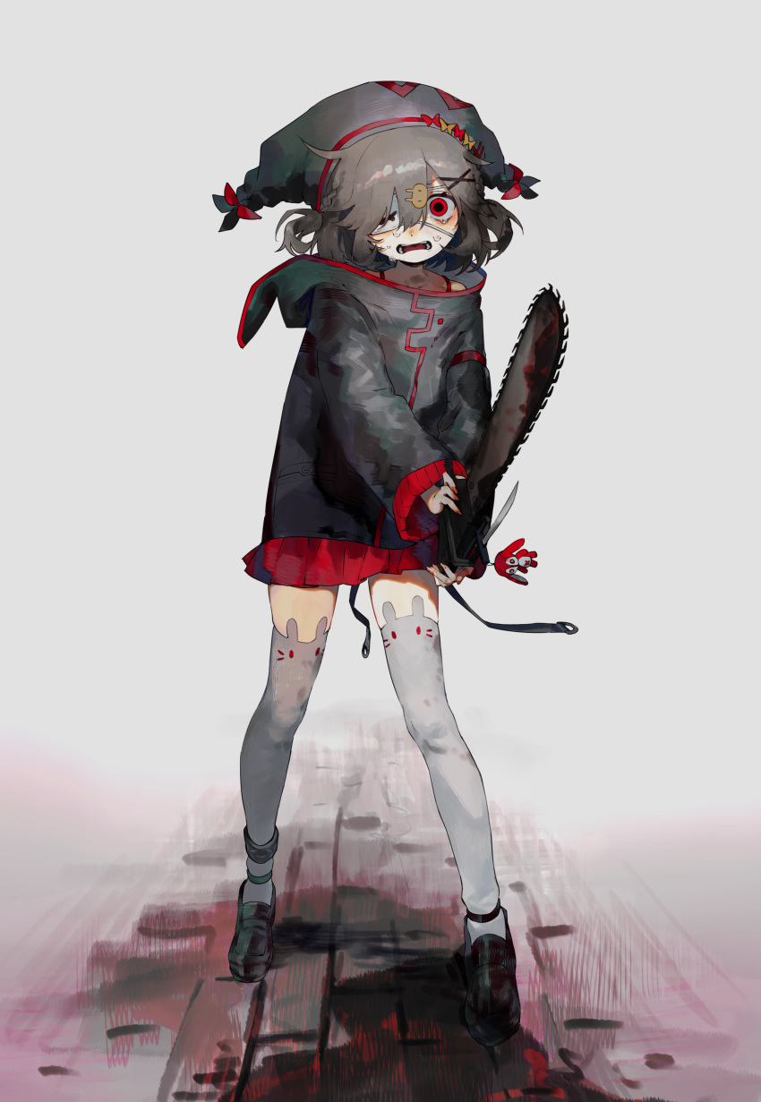Safebooru - 1girl absurdres animal ears arknights black jacket blood chainsaw commentary ...