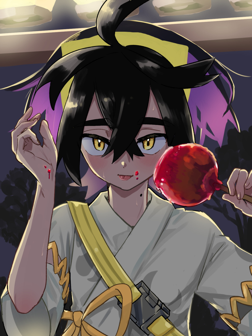 Safebooru - 1boy anko (ankochan 114) black hair buckle candy apple ...