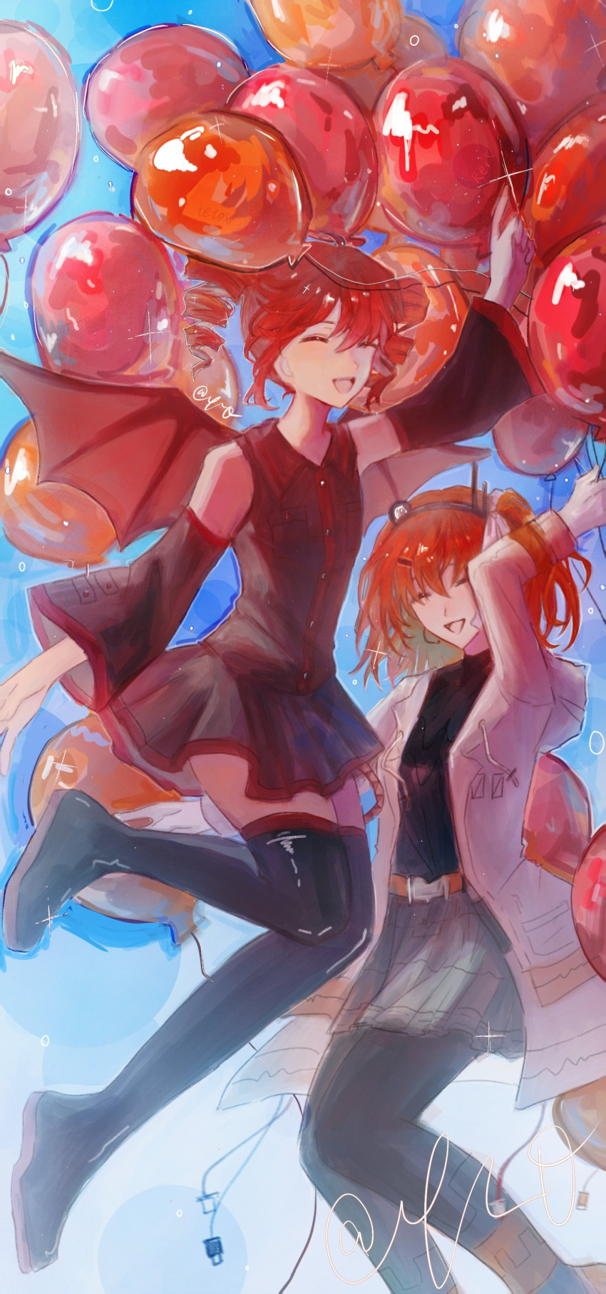 Safebooru - 2girls a.i. voice absurdres adachi rei ahoge balloon bare shoulders belt black ...