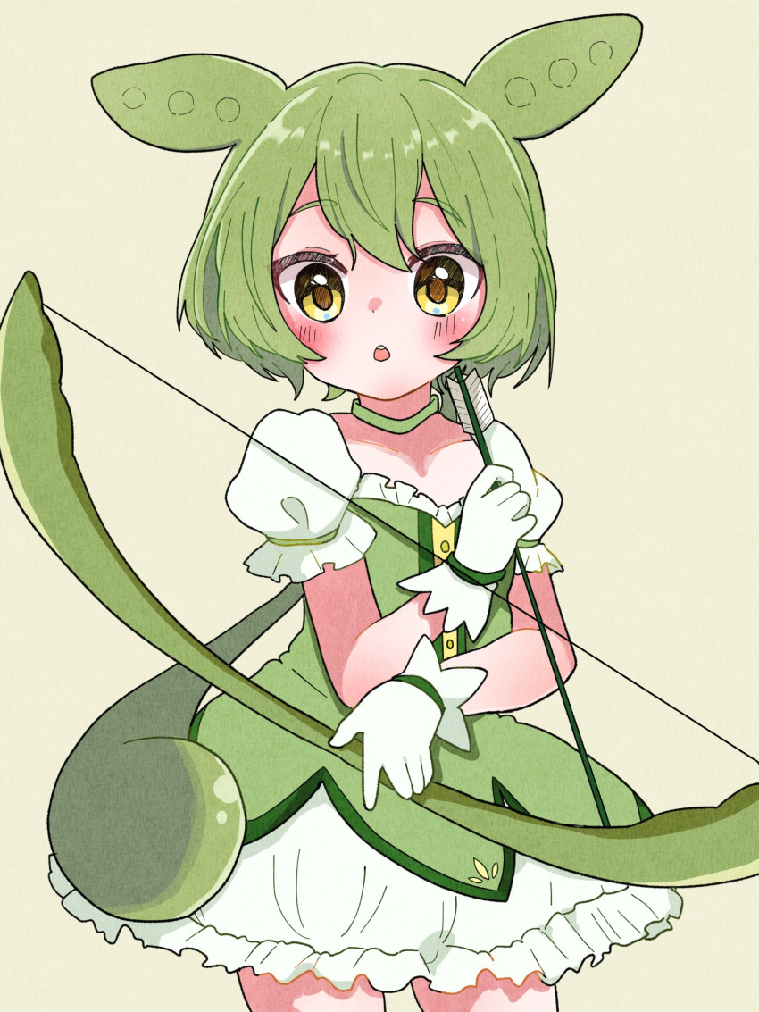 Safebooru - 1girl alternate costume arrow (projectile) blush bow (weapon) cowboy shot dress ...