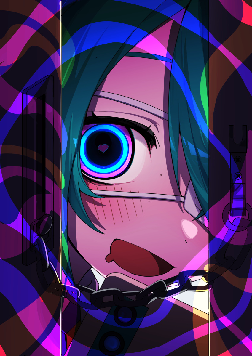Safebooru - 1girl :d absurdres aqua hair blue eyes blush chain ...