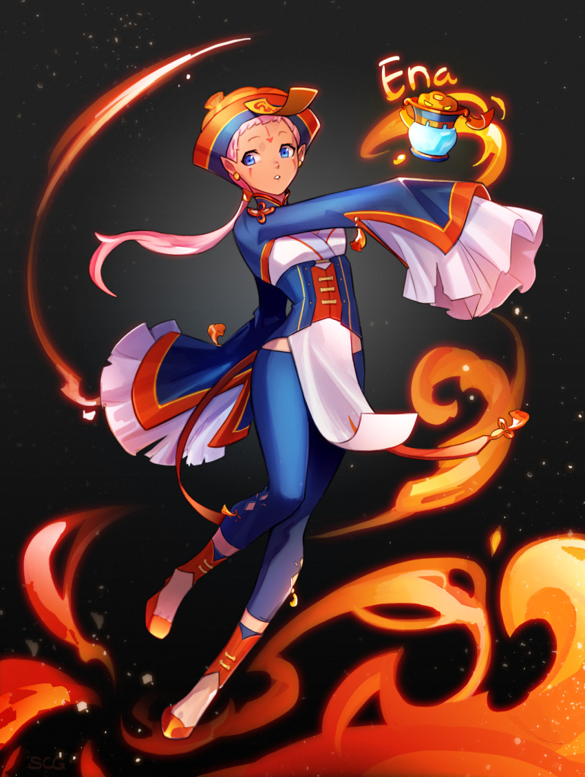 Safebooru - 1girl blue eyes character name commentary dark-skinned ...