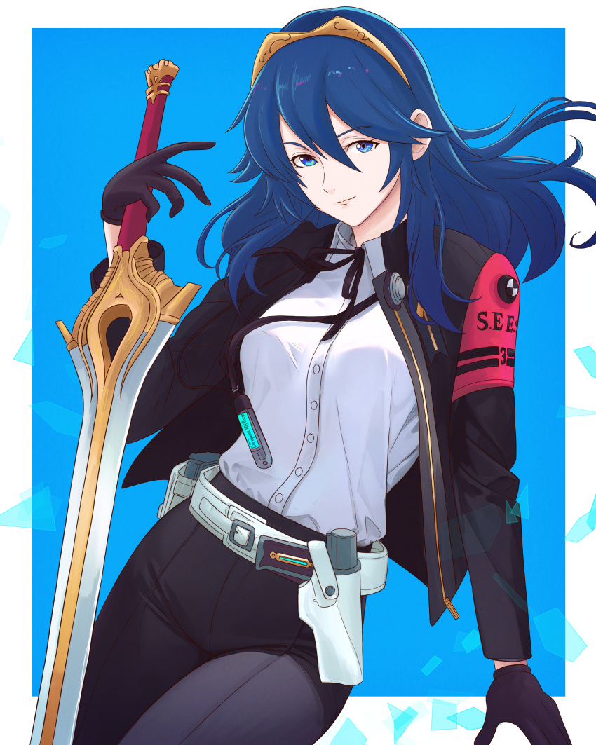 Safebooru - 1girl absurdres alternate costume armband belt black gloves black jacket black ...