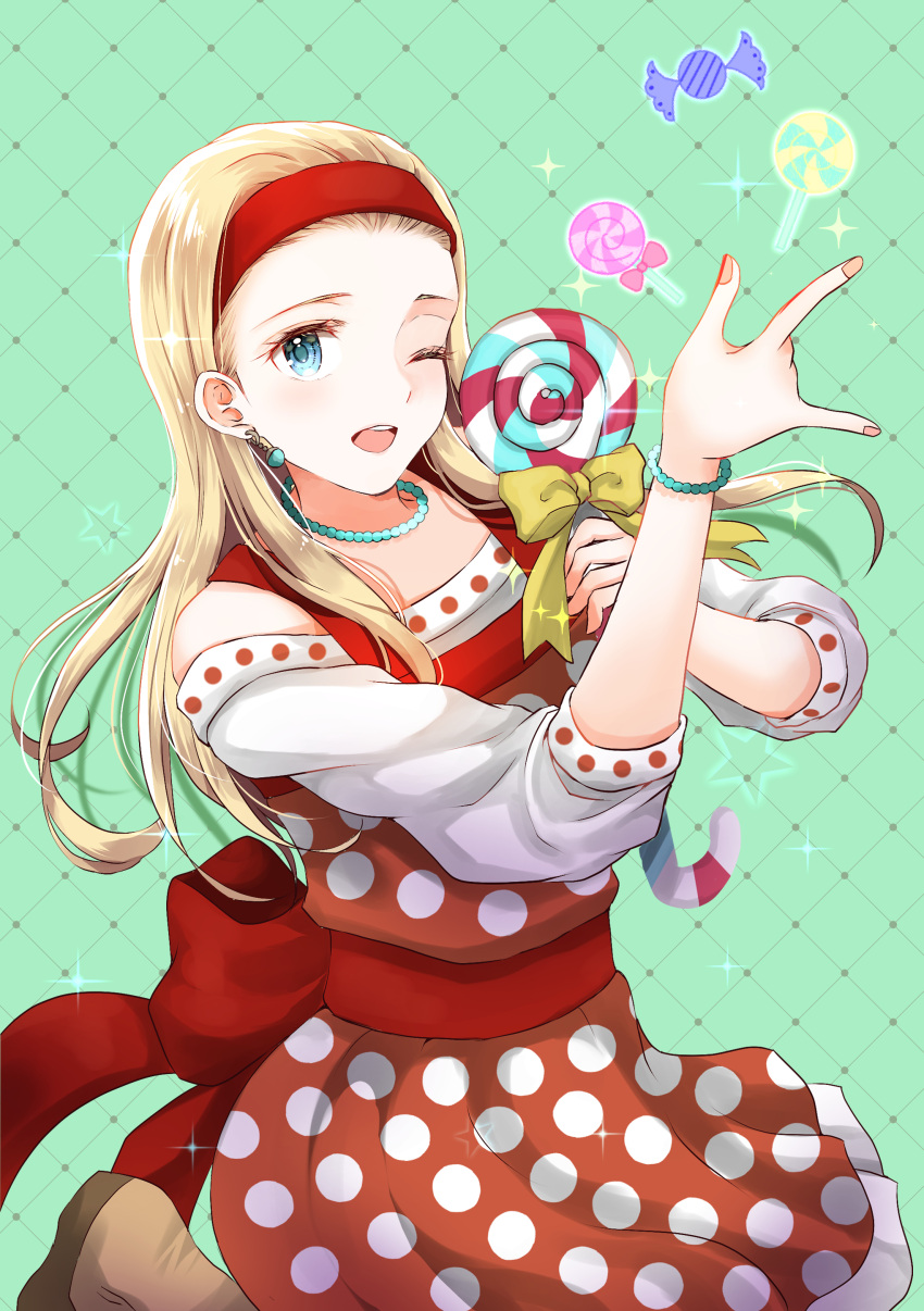 Safebooru - 1girl ;d absurdres bare shoulders bead bracelet bead ...