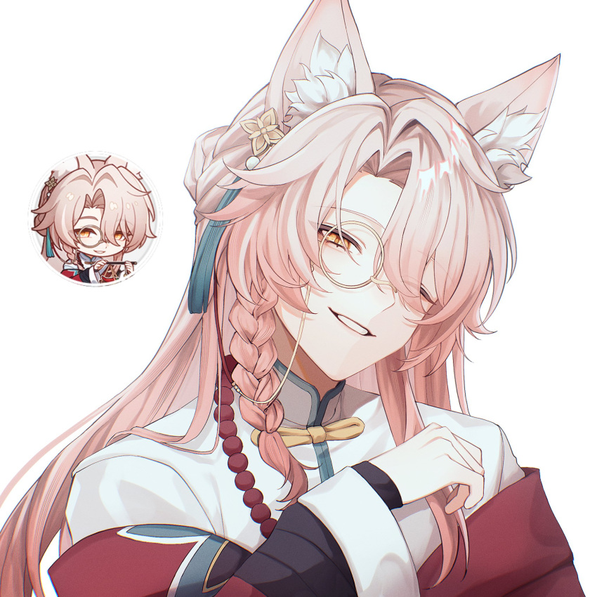 Safebooru - 1boy alternate costume animal ear fluff animal ears braid chinese clothes fox boy ...