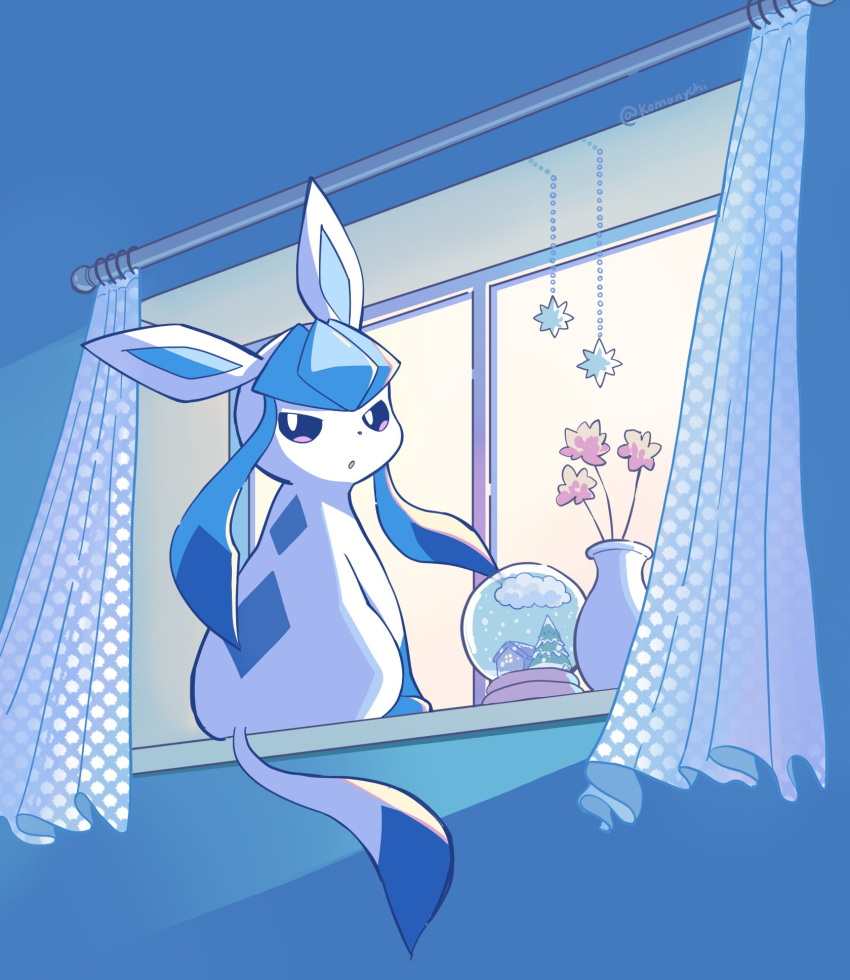Safebooru - blue theme flower pot glaceon highres indoors komanychi looking back no humans ...