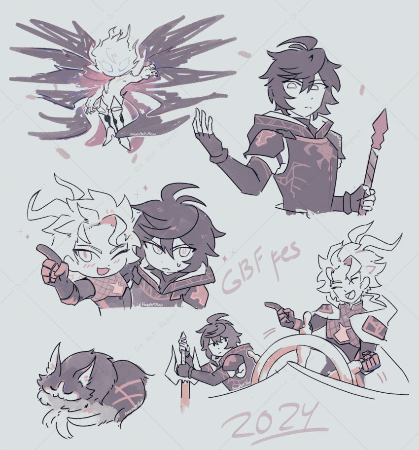 Safebooru - 1other 2024 3boys ahoge armor boots cat chibi commentary ...