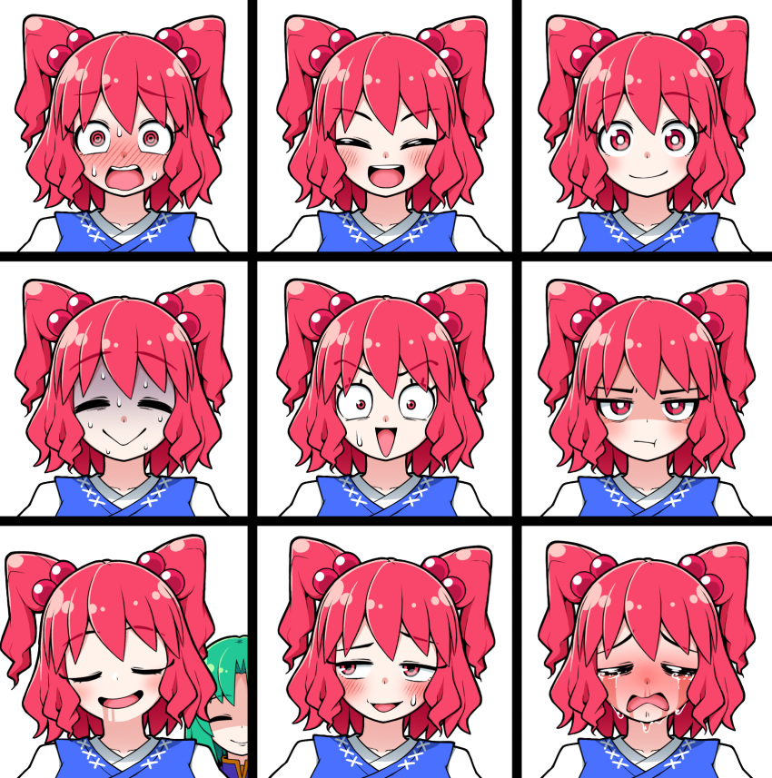 Safebooru - 2girls :> :t blush commentary request crying drawn on eyes ...