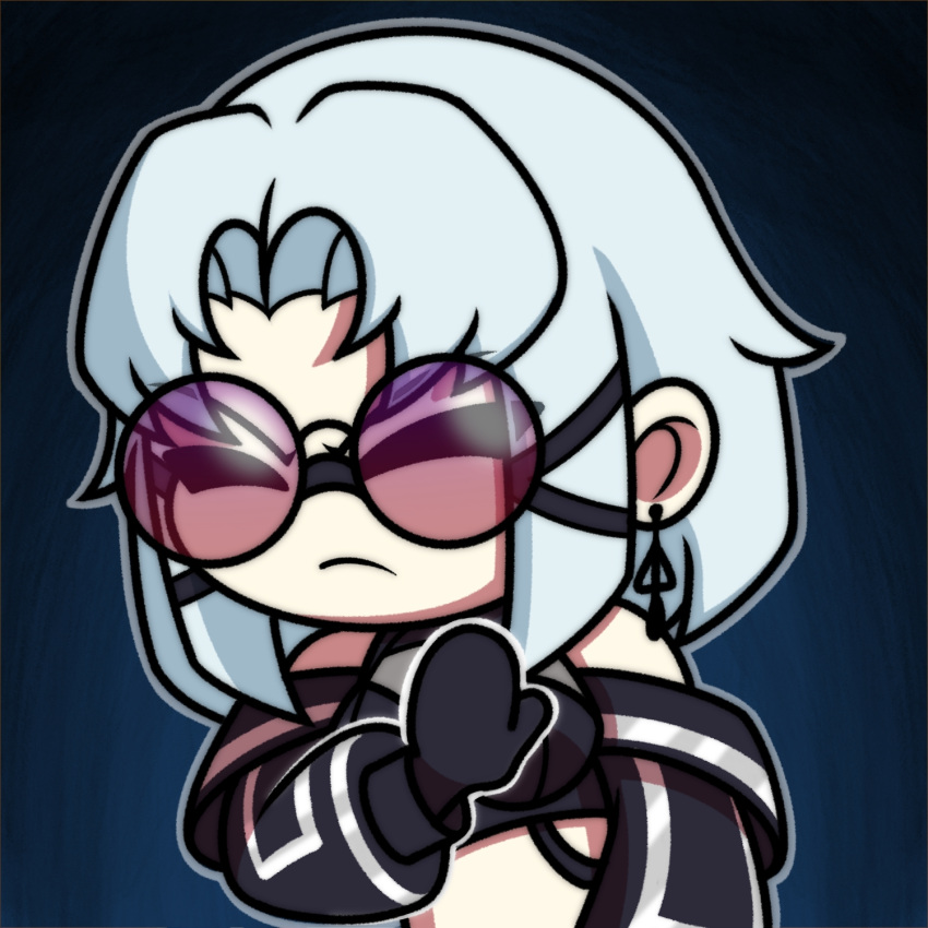 Safebooru - 1girl blue background chibi commentary crop top drake ...