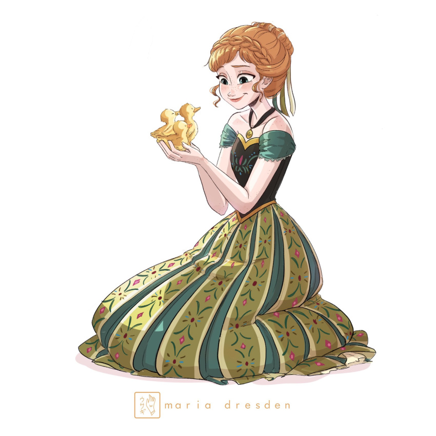Safebooru - 1girl anna (frozen) artist name bare shoulders bird braid ...