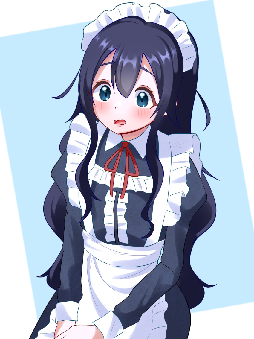 Safebooru - 1girl absurdres alternate costume black dress black hair blue background blue eyes ...