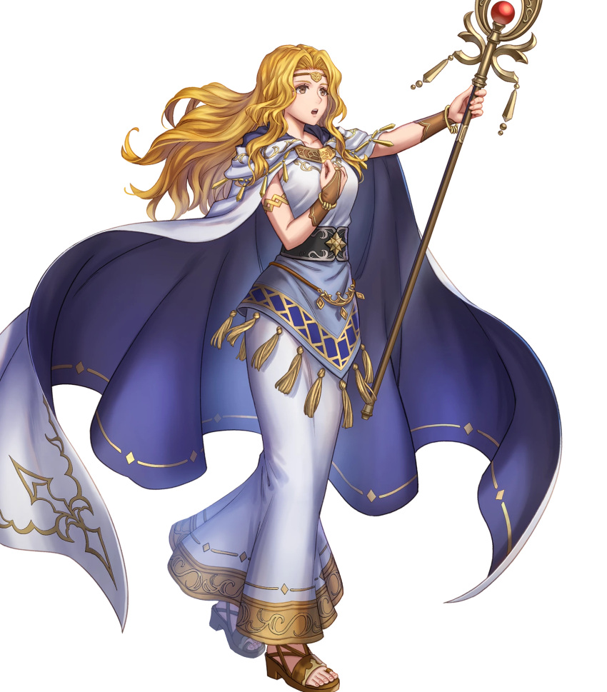 Safebooru - 1girl blonde hair bracelet circlet cleric cloak dress edain ...