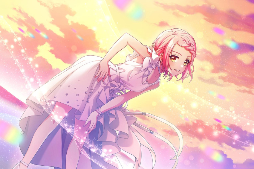 Safebooru - d4dj dress inuyose shinobu pink hair short hair yellow eyes | 5464442