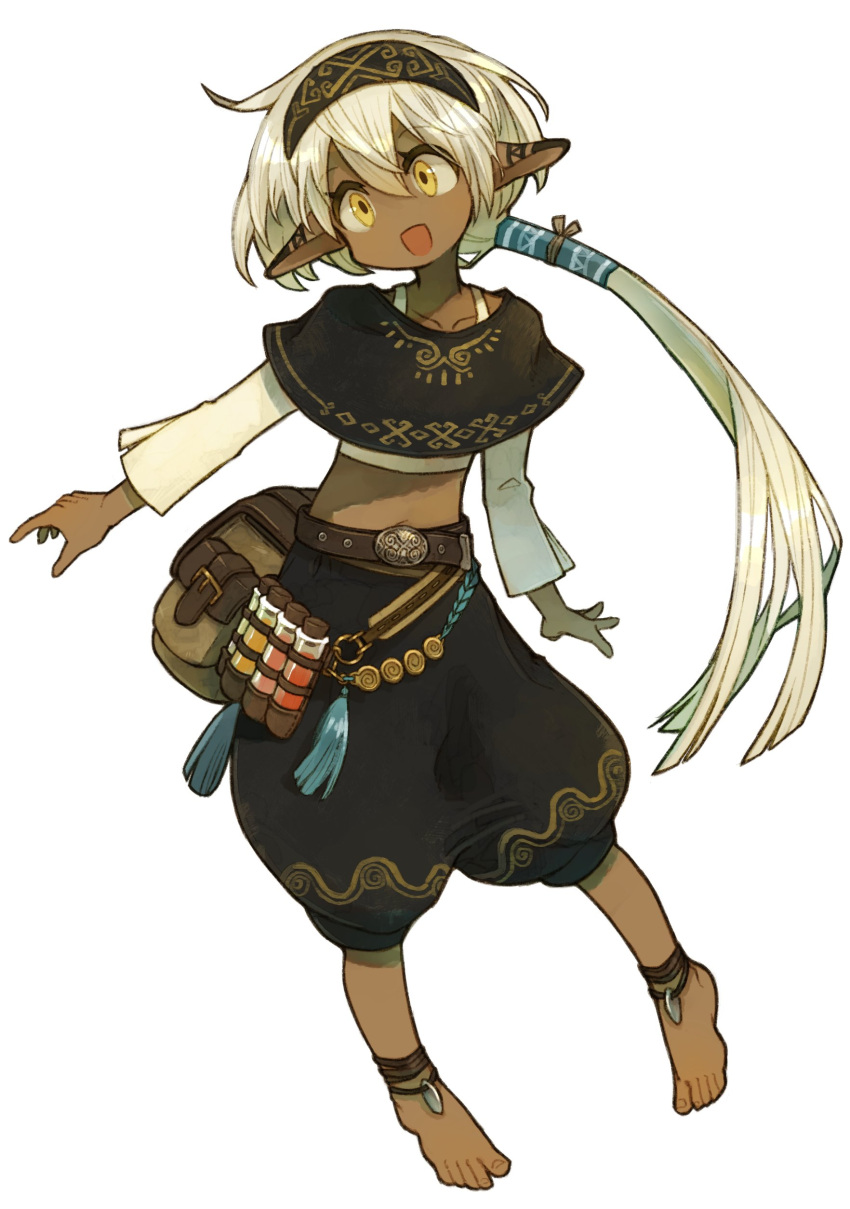 Safebooru - 1girl absurdres barefoot belt black capelet black hairband black pants capelet ...