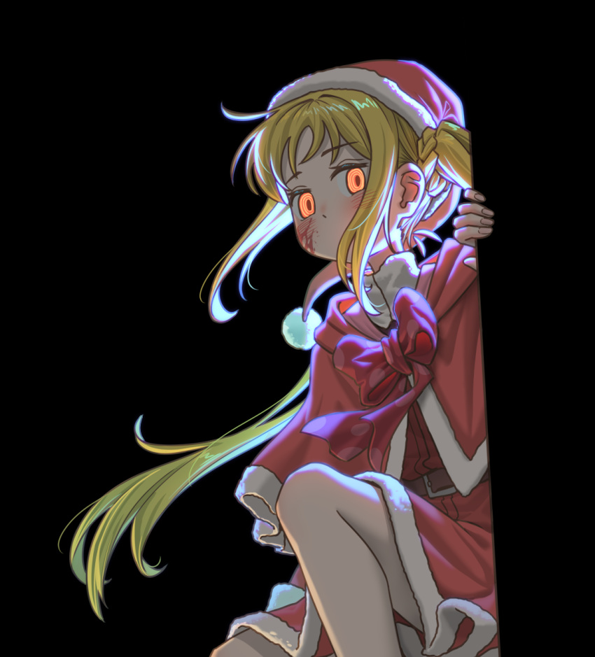 Safebooru - 1girl alternate costume black background blonde hair blood blood on face bocchi the ...