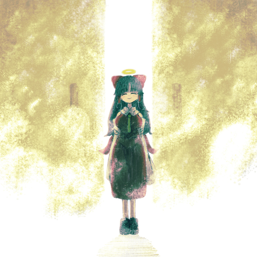 Safebooru - 1girl absurdres black footwear black hair blunt bangs bow breasts closed mouth ...