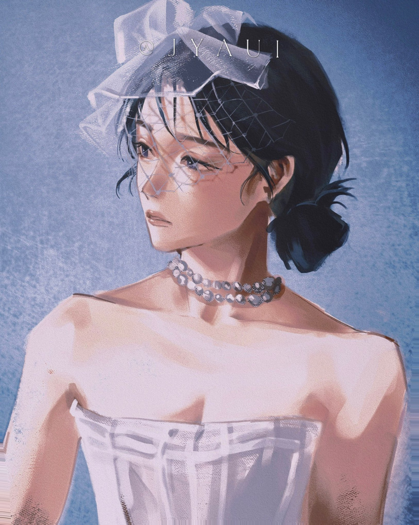 Safebooru - 1girl alien stage alternate costume artist name bare shoulders black hair blue ...