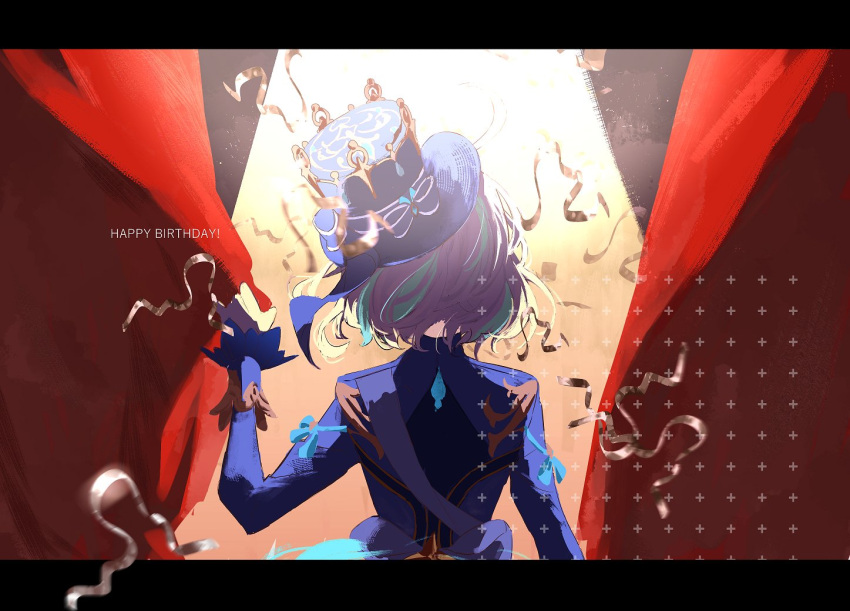Safebooru - 1girl back bow blue bow blue hat blue jacket bow chammpaki ...