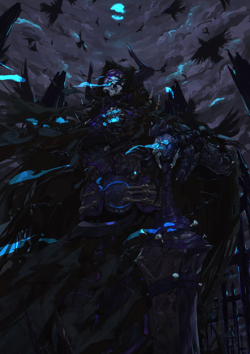 Safebooru - 1boy armor azrael (fate) bird black cloak cape cloak crow ...