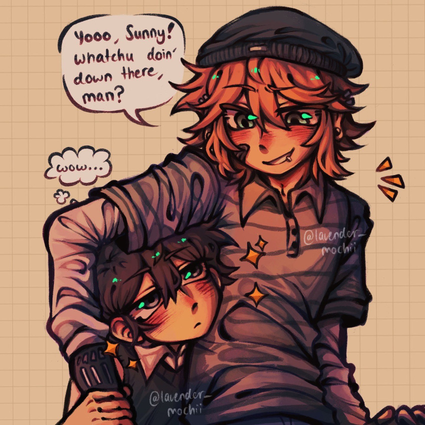 Safebooru - 2boys alternate costume alternate universe artist name bandaid bandaid on face basil ...