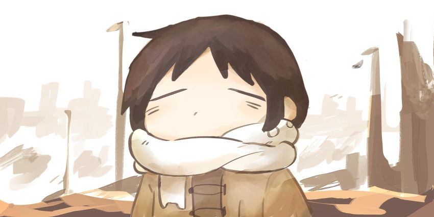 Safebooru - 1girl black hair brown jacket chito (shoujo shuumatsu ...