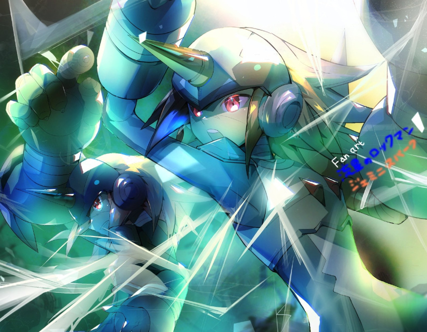 Safebooru - 2boys black bodysuit bodysuit brown hair gemini (mega man star force) hanemina ...