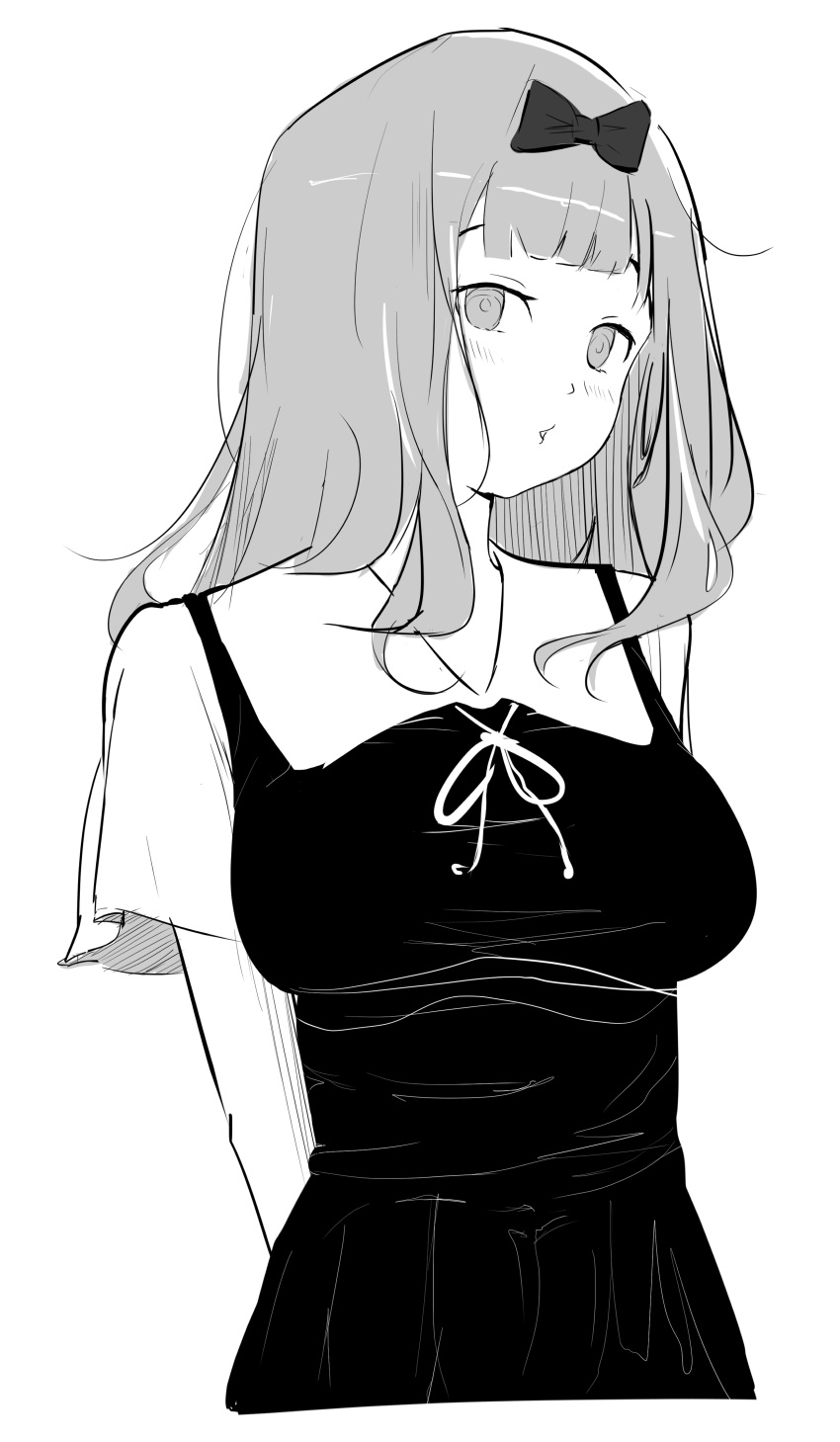Safebooru 1girl Absurdres Arms Behind Back Blunt Bangs Bow Breasts 2975