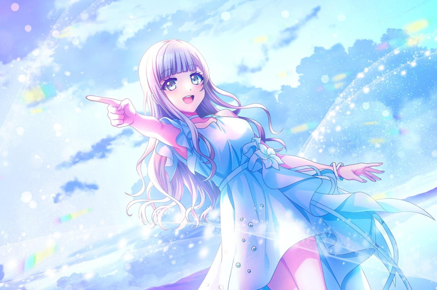 Safebooru - d4dj dress grey eyes long hair silver hair smile tenma saki | 5464535