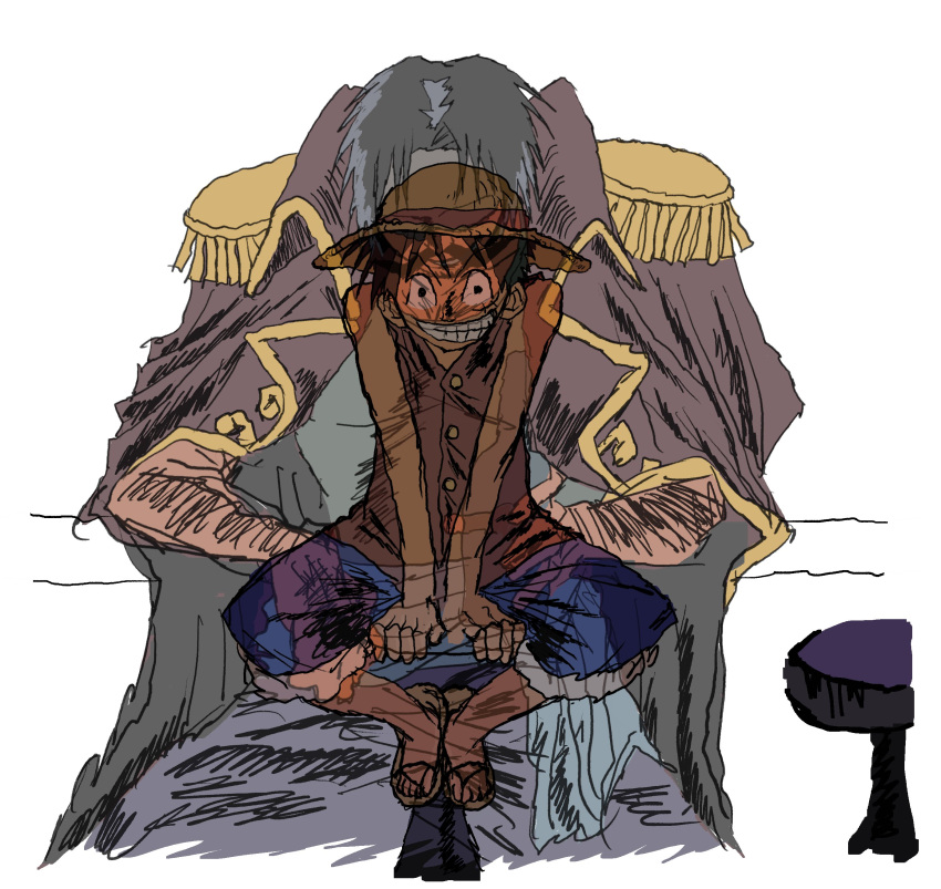 Safebooru - 2boys absurdres arm hair beard stubble black hair blue shorts coat collared coat ...