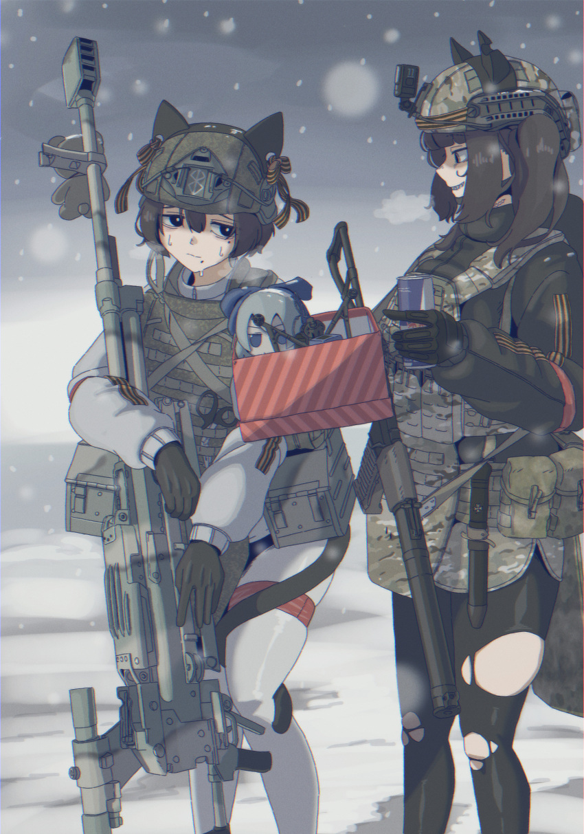 Safebooru - 2girls absurdres action camera animal ears anti-materiel ...