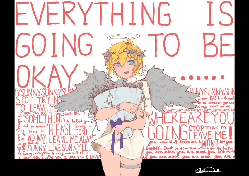 Safebooru - 1boy alternate costume angel wings antenna hair basil (faraway) (omori) basil (omori ...