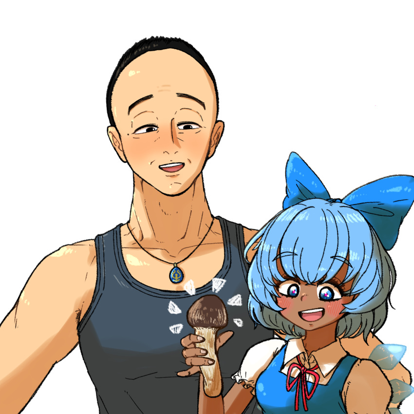 Safebooru - 1boy 1girl absurdres annyui (cookie) black hair blue bow ...