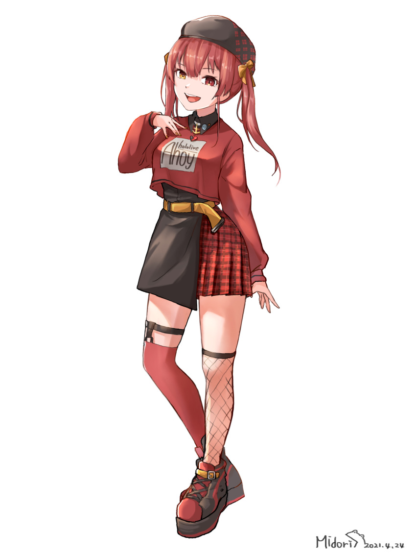 Safebooru - 1girl 2021 :d absurdres alternate costume artist name asymmetrical legwear belt ...