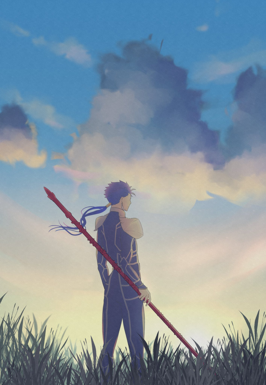 Safebooru - 1boy blue hair clouds cu chulainn (fate) cu chulainn (fate ...