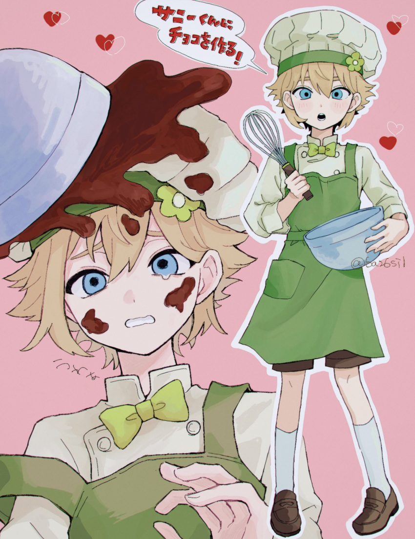 Safebooru - 1boy apron basil (faraway) (omori) basil (omori) blonde hair blue eyes bow bowl ...
