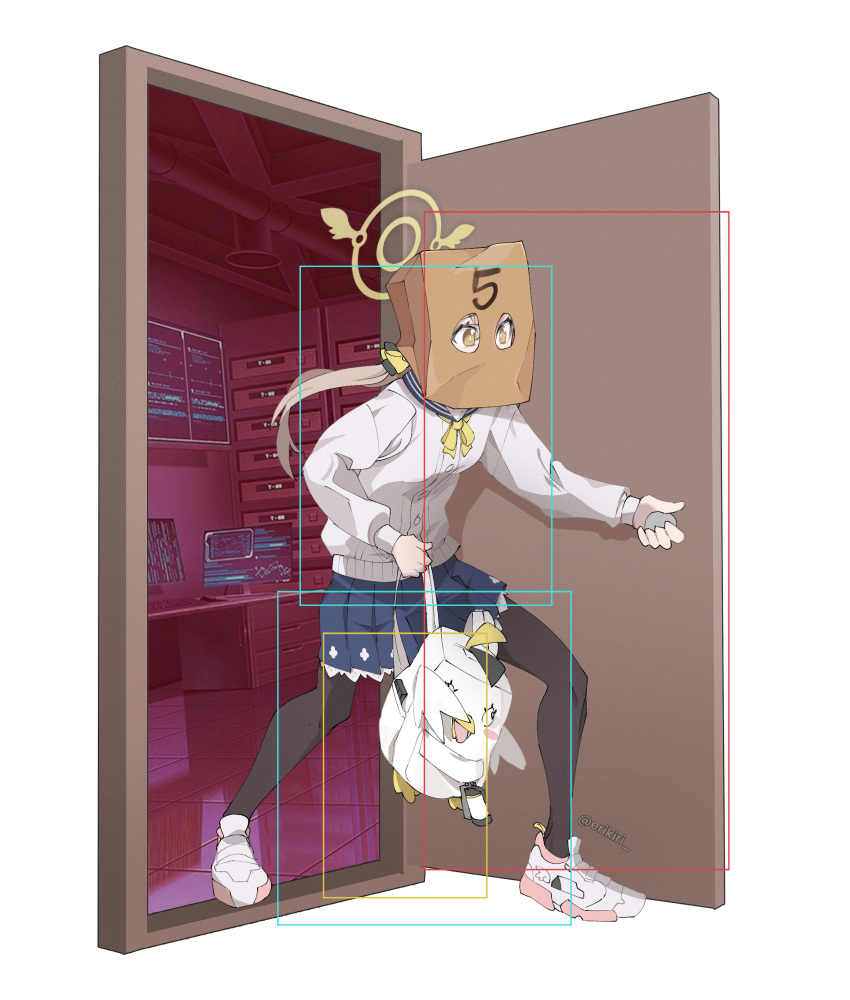 Safebooru - 1girl backpack bag black pantyhose blue archive blue sailor ...