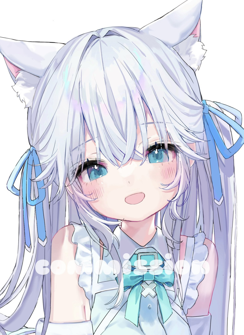 Safebooru - 1girl animal ear fluff animal ears aqua bow aqua bowtie ...