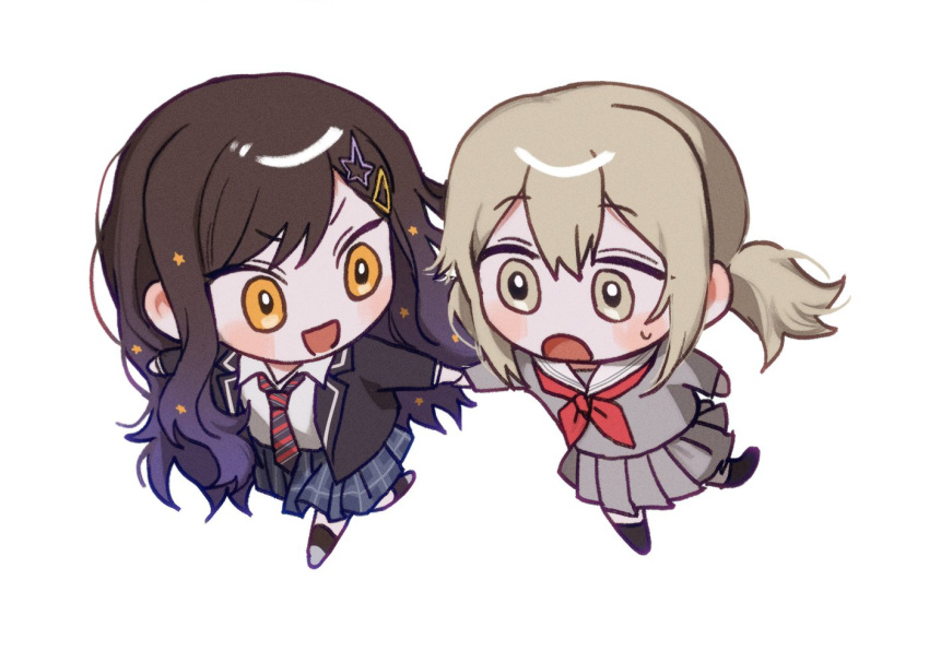 Safebooru - 2girls :d azusawa kohane blonde hair blue skirt chibi chibi only d: goguma wagamja ...