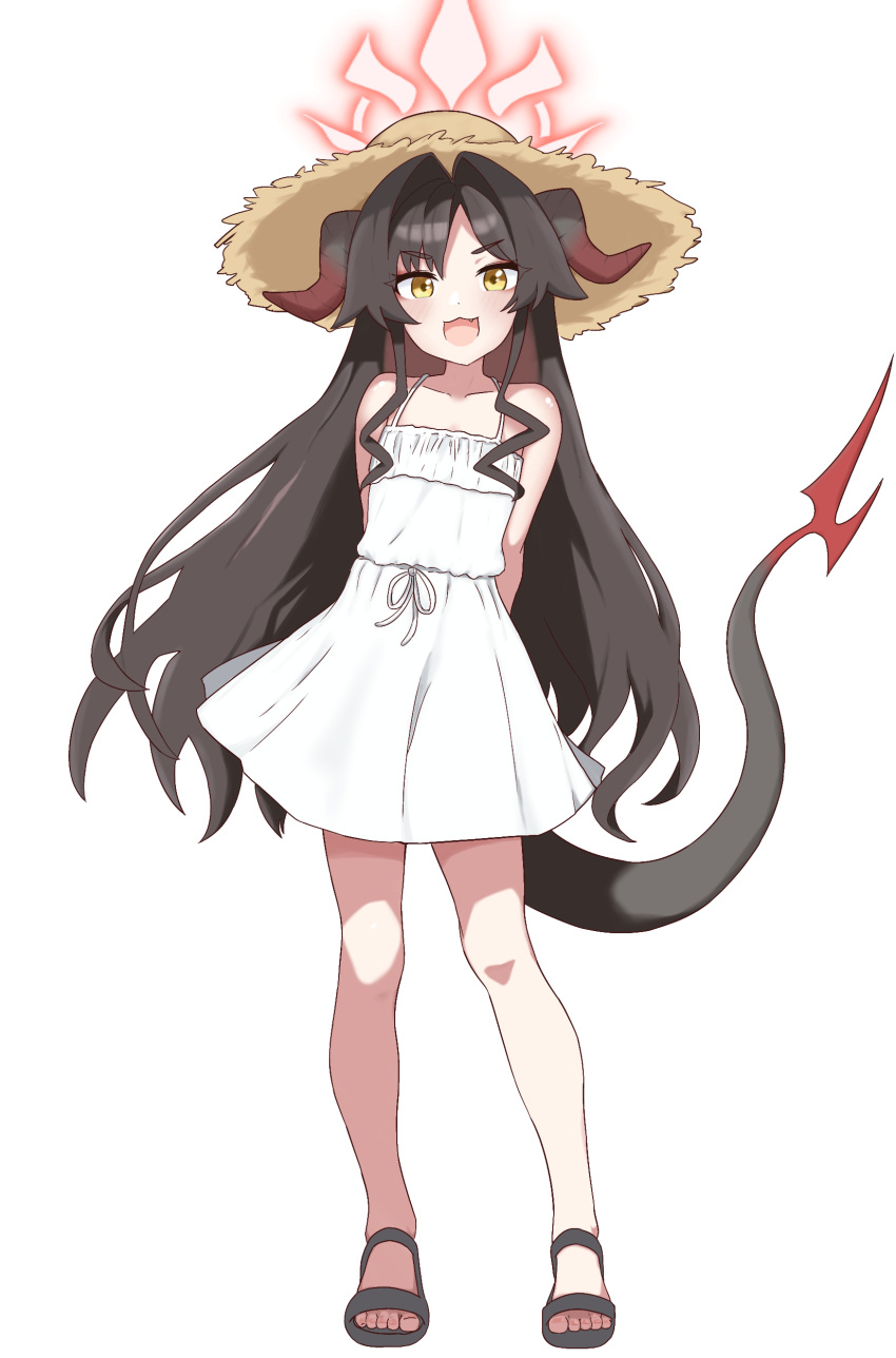 Safebooru - 1girl :3 :d absurdres alternate costume arms behind back black hair blue archive ...