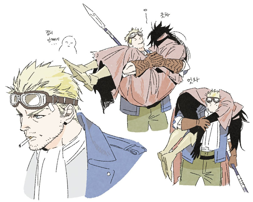 Safebooru - 2boys armored boots ascot black hair black pants blonde ...