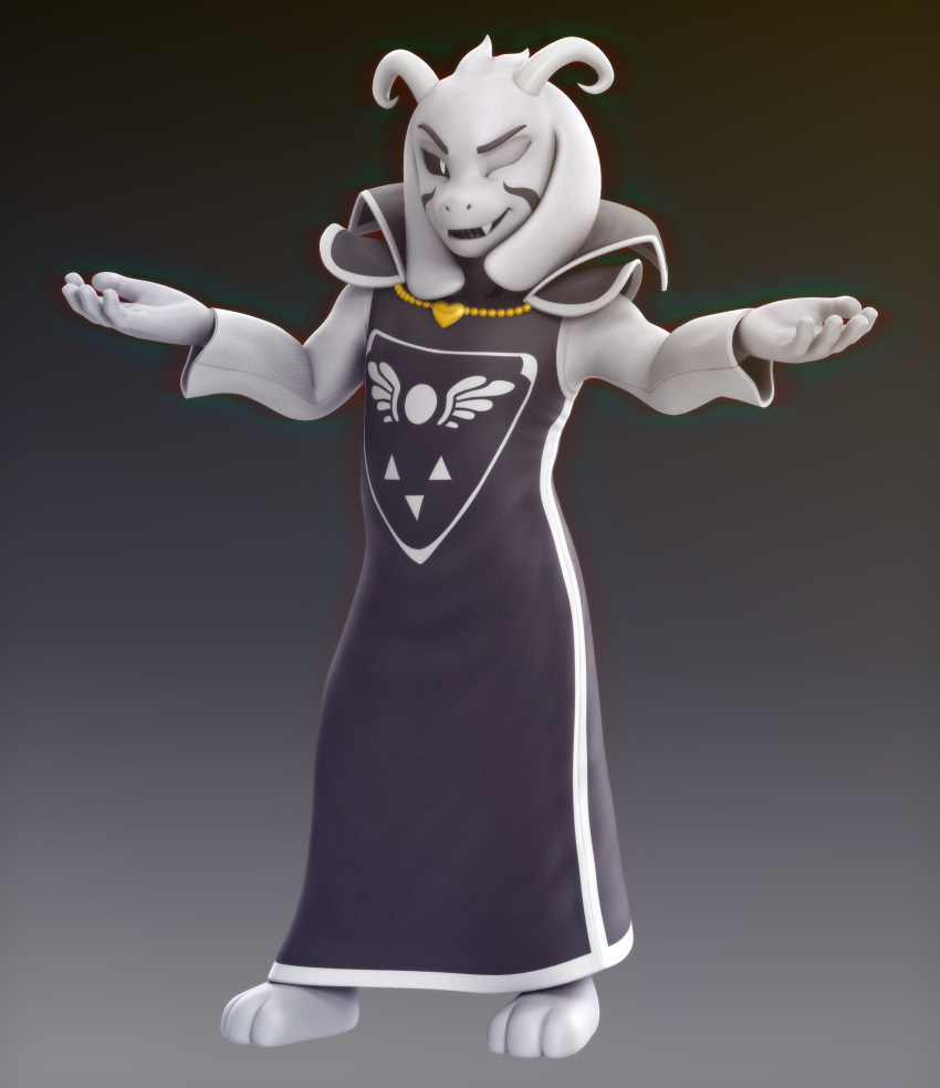 Safebooru - 1boy 2016 3d anthro asriel dreemurr black robe black sclera ...