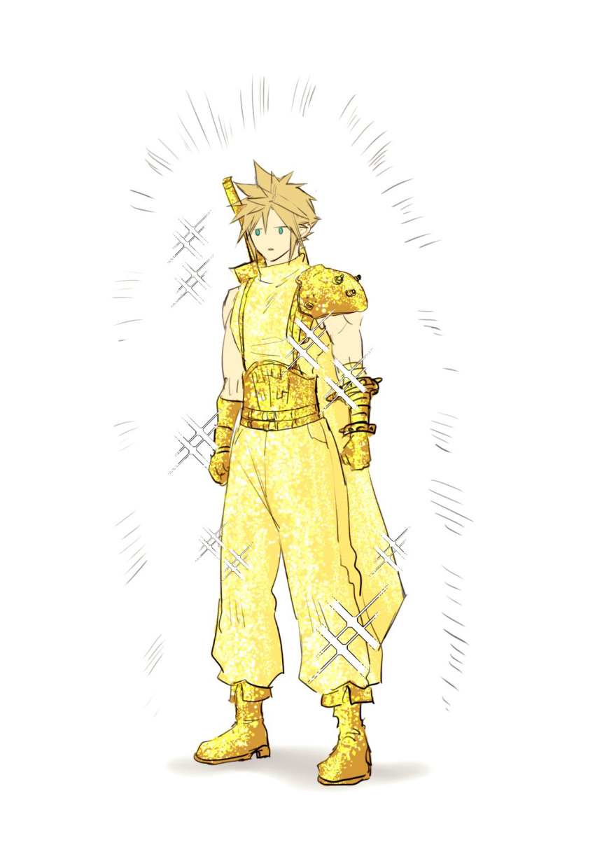 Safebooru - 1boy ah yoshimizu belt blonde hair blue eyes buster sword cloud strife ...