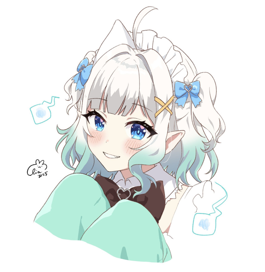 Safebooru - 1girl ahoge blue eyes gradient hair highres indie virtual ...