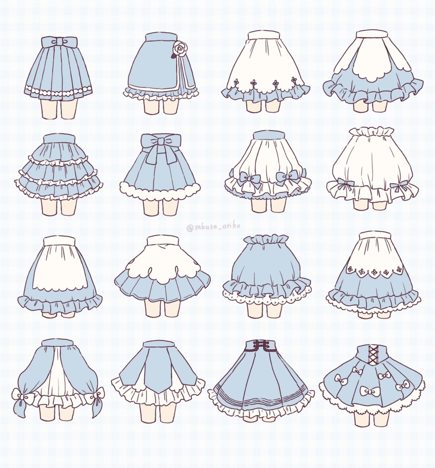 Safebooru 6girls Apron Blue Bow Blue Skirt Bow Clothes Focus 9028