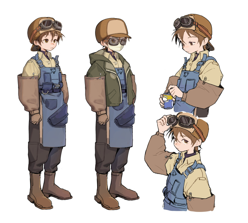 Safebooru - 1girl absurdres al3x alex arm up boots brown eyes brown footwear brown gloves brown ...