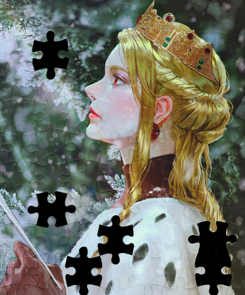 Safebooru 1girl Absurdres Blonde Hair Brown Gloves Commentary Crown 3259